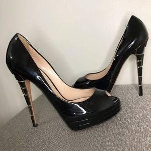 Casadei | Shoes | Casadei Peep Toe Patent Leather Platform Heels | Poshmark